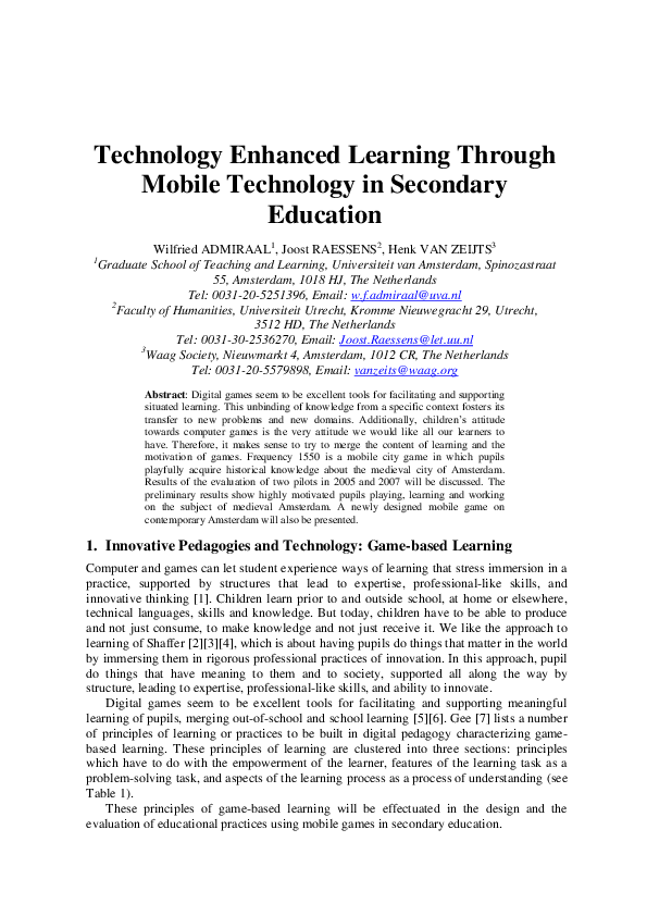 (PDF) Technology enhanced learning through mobile technology in ...