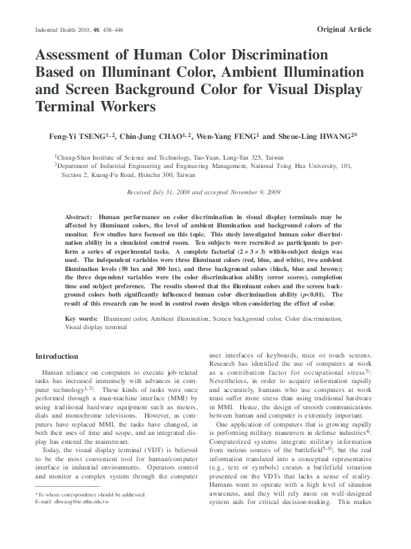 (PDF) Assessment of Human Color Discrimination Based on Illuminant ...