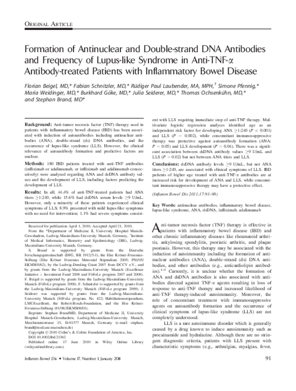 (PDF) Formation of antinuclear and double-strand DNA antibodies and ...