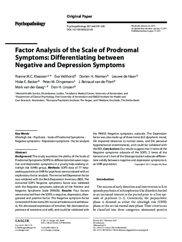 (PDF) Factor Analysis of the Scale of Prodromal Symptoms ...