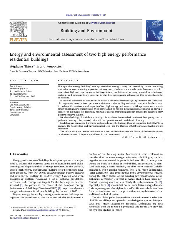 (PDF) Energy and environmental assessment of two high energy ...