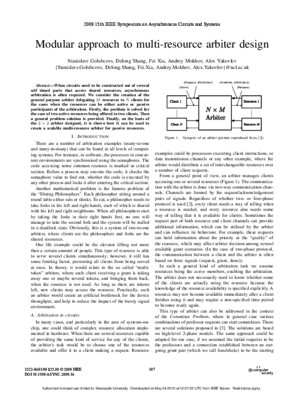 (PDF) Modular Approach to Multi-resource Arbiter Design