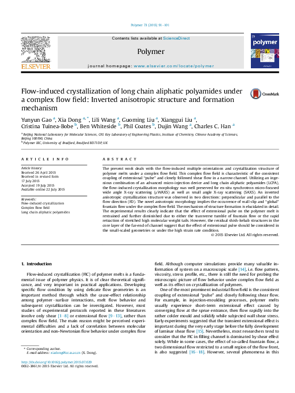 (PDF) Flow-induced crystallization of long chain aliphatic polyamides ...