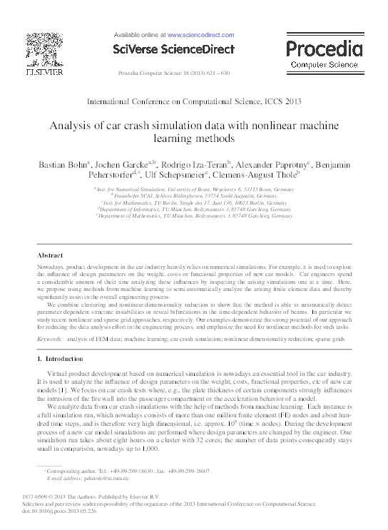 (PDF) Analysis of Car Crash Simulation Data with Nonlinear Machine Learning Methods