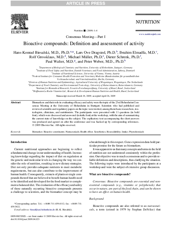 (PDF) Bioactive compounds: Definition and assessment of activity