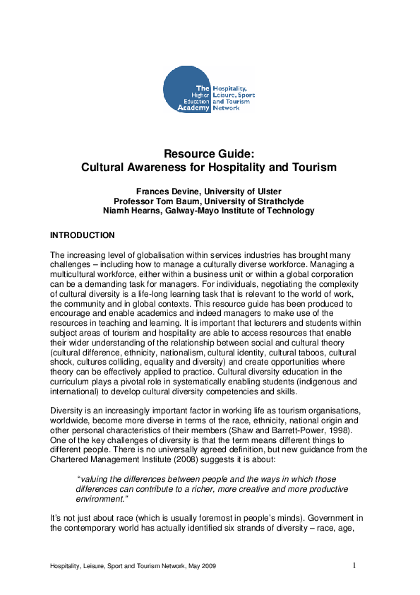 (PDF) Cultural awareness hosp tourism