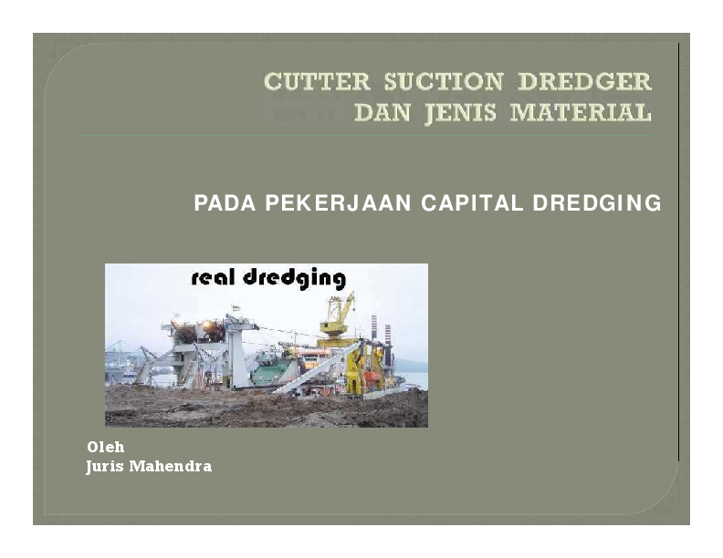 (PDF) Dredging Works by Cutter Suction Dredger