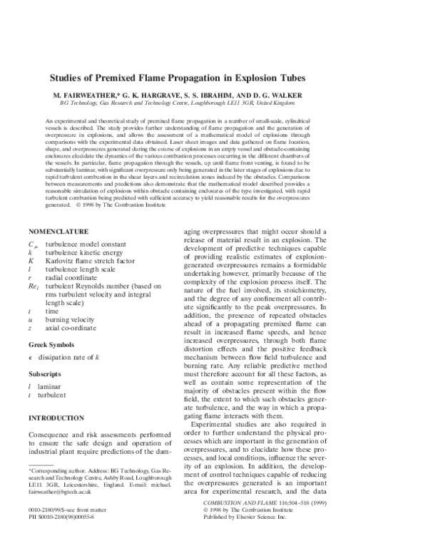 (PDF) Numerical simulation of premixed flame propagation in a closed tube | kazuto kuzuu ...