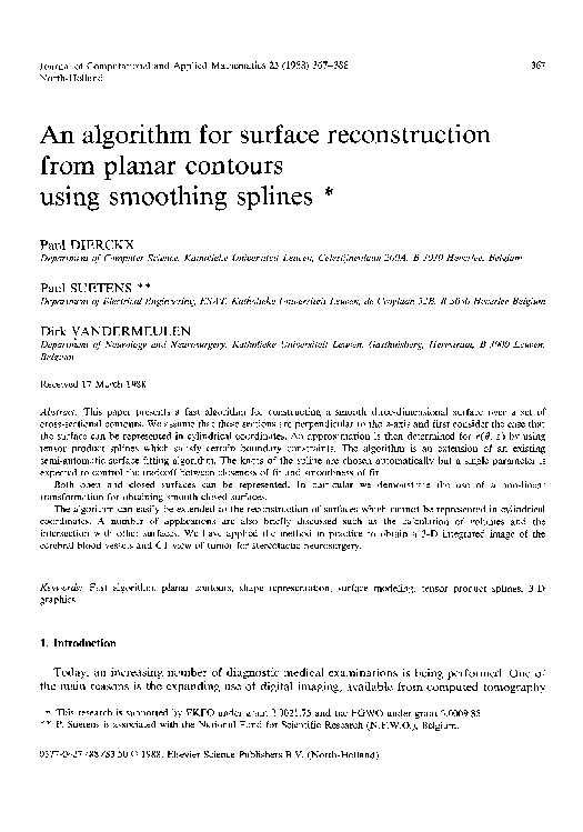 (PDF) An algorithm for surface reconstruction from planar contours using smoothing splines