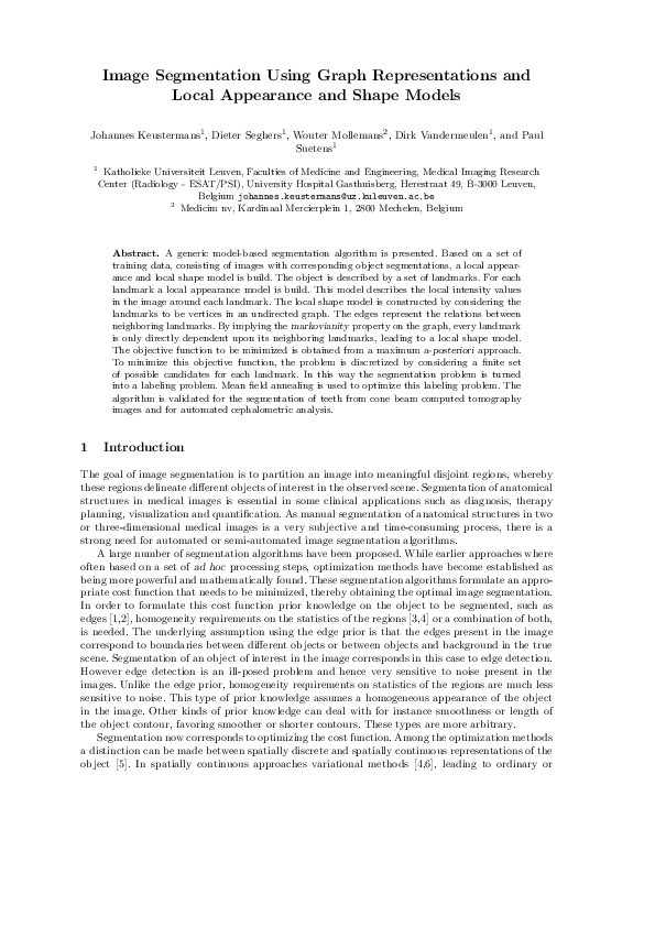 (PDF) Image Segmentation Using Graph Representations and Local Appearance and Shape Models