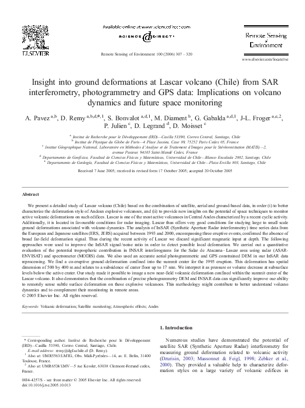 Pdf Monitoring Ground Deformations At Lascar Volcano