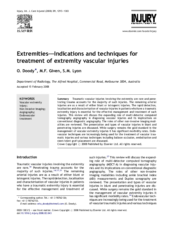 (PDF) Extremities--indications and techniques for treatment of ...