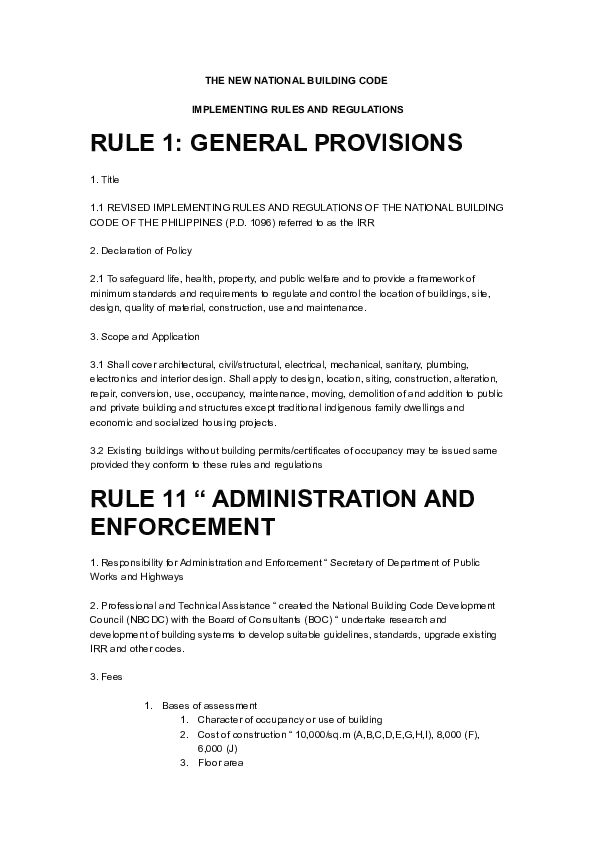 (DOC) THE NEW NATIONAL BUILDING CODE