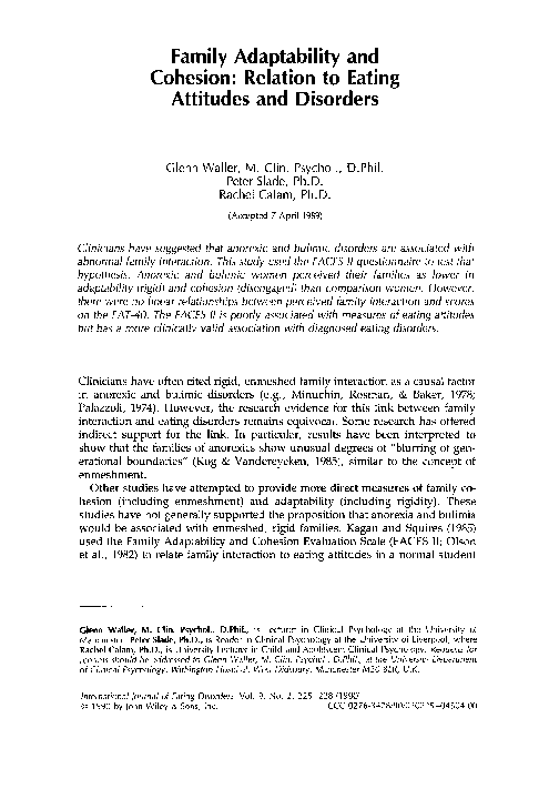 (PDF) Family adaptability and cohesion: Relation to eating attitudes ...