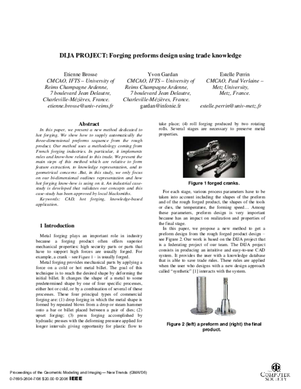 (PDF) DIJA PROJECT: Forging preform design using trade knowledge