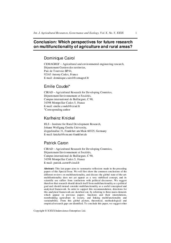 (PDF) Conclusion: Which perspectives for future research on ...