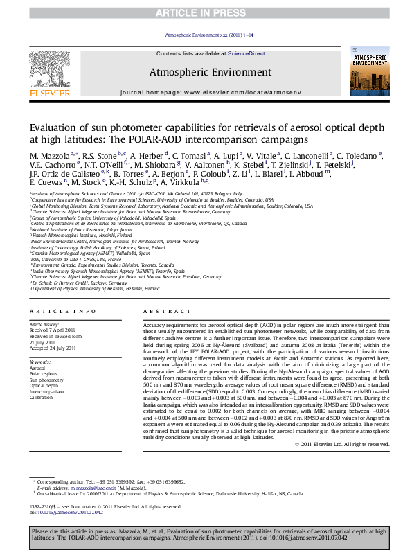(PDF) Evaluation of sun photometer capabilities for retrievals of ...