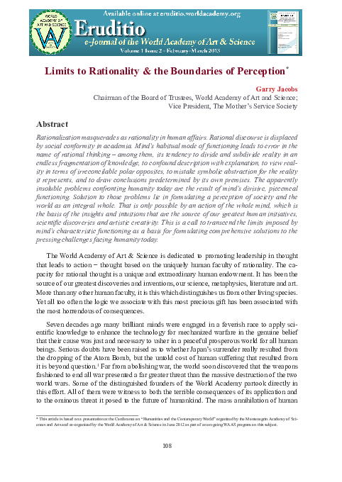 (PDF) Limits to Rationality & the Boundaries of Perception