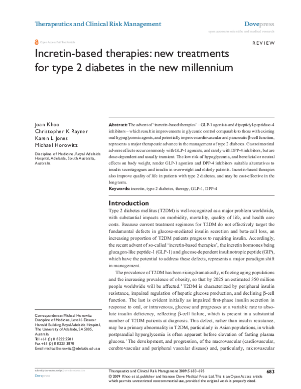 (PDF) Incretin-based therapies: new treatments for type 2 diabetes in ...