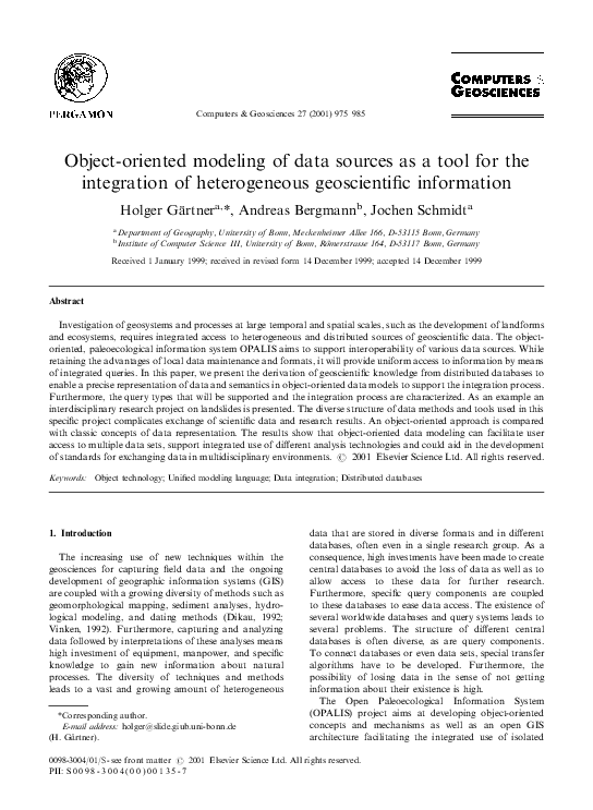 Pdf Object Oriented Modeling Of Data Sources As A Tool For The