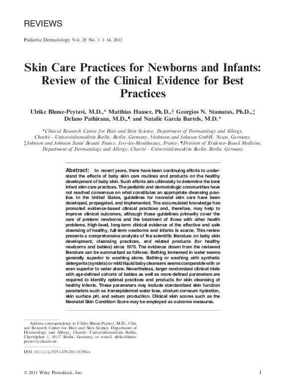 (PDF) Skin Care Practices for Newborns and Infants: Review of the ...