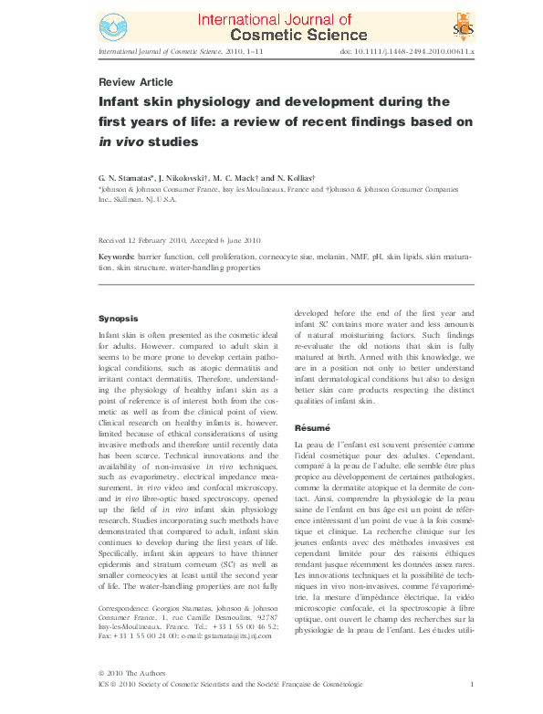 (PDF) Infant skin physiology and development during the first years of ...