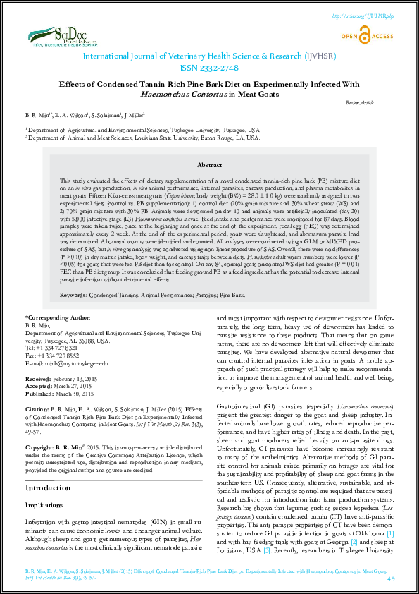 (PDF) Effects of Condensed Tannin-Rich Pine Bark Diet on Experimentally ...