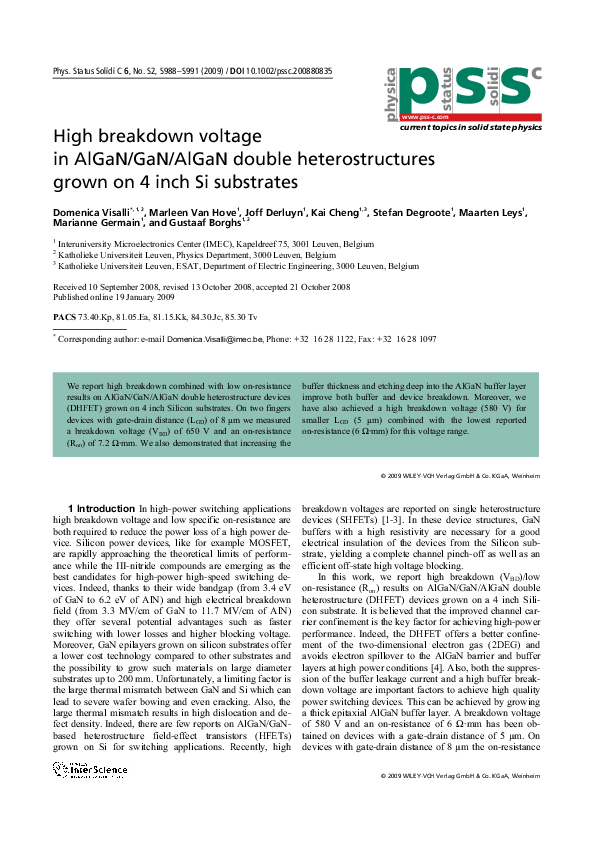 (PDF) High breakdown voltage in AlGaN/GaN/AlGaN double heterostructures ...