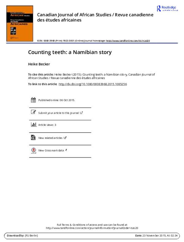 (PDF) Counting Teeth: a Namibian story. book review