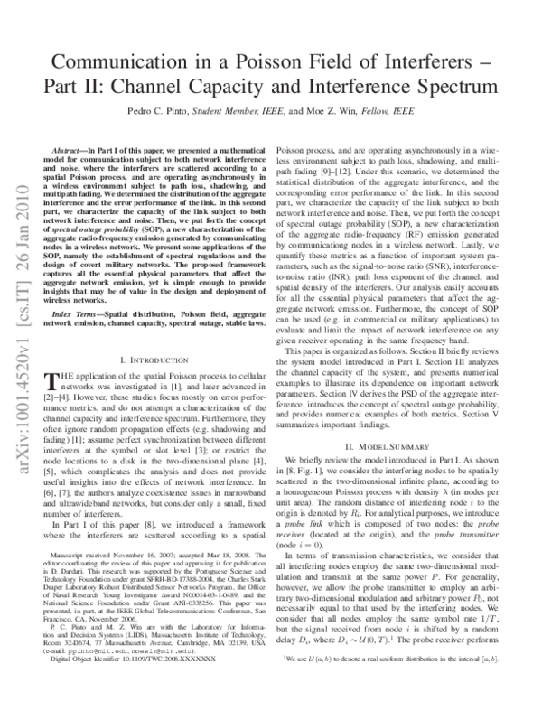 (PDF) Communication in a Poisson Field of Interferers-Part II: Channel ...