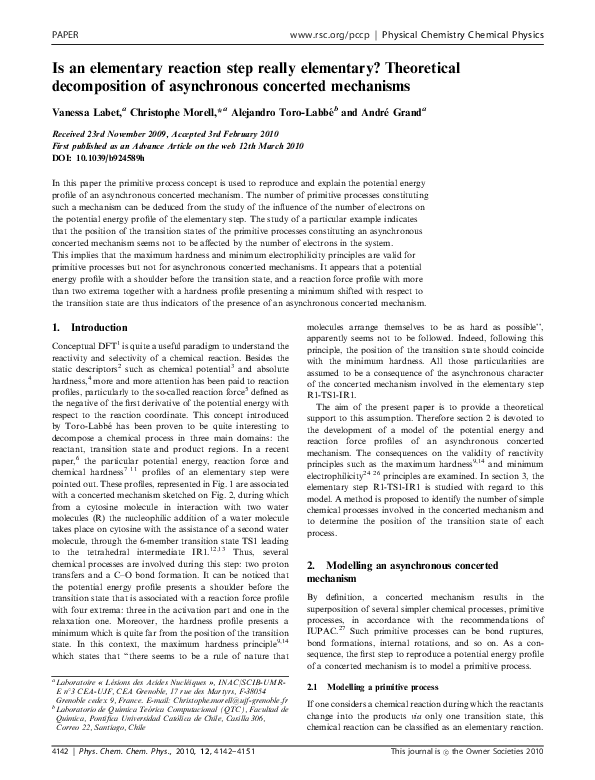 (PDF) Is an elementary reaction step really elementary? Theoretical ...