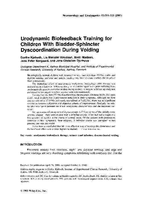 (PDF) Urodynamic biofeedback training for children with bladder ...