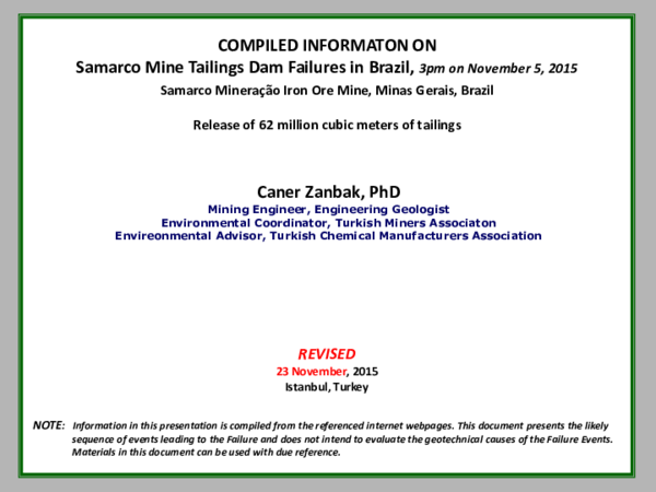 (PDF) COMPILED INFORMATON ON Samarco Mine Tailings Dam Failures in ...