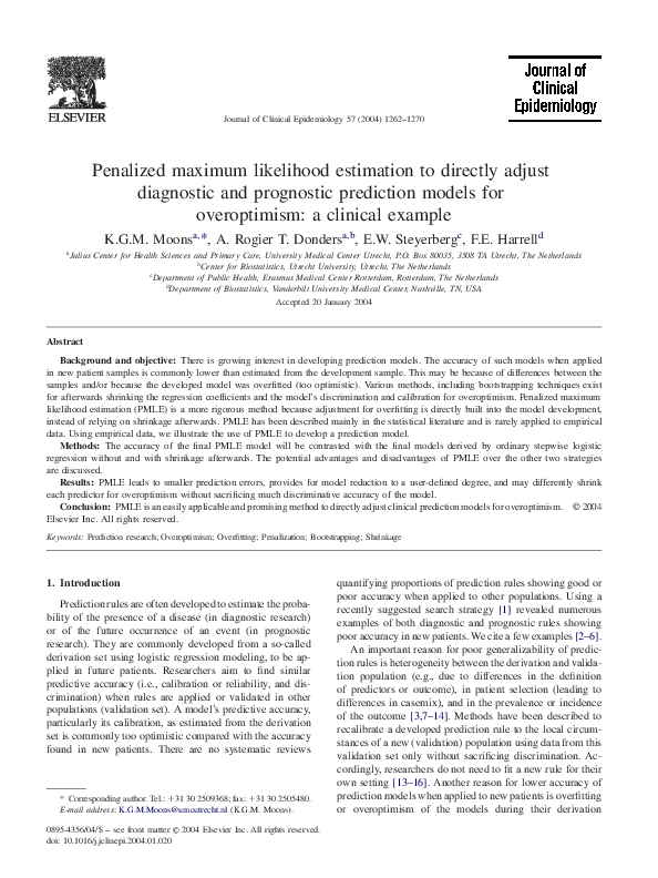 Pdf Penalized Maximum Likelihood Estimation To Directly Adjust