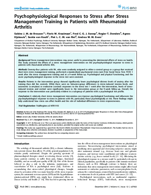 (PDF) Psychophysiological Responses to Stress after Stress Management ...