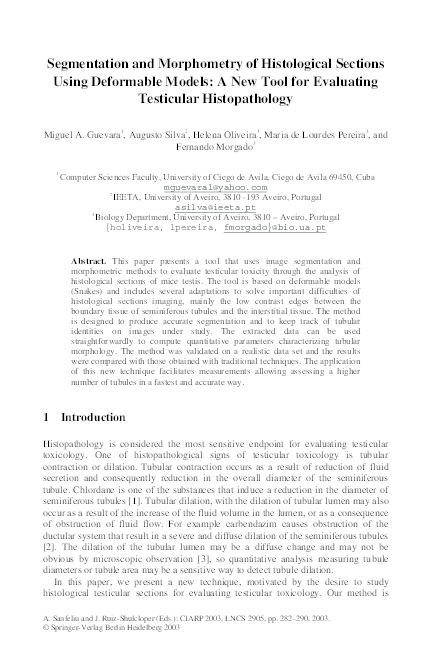 (PDF) Segmentation and Morphometry of Histological Sections Using Deformable Models: A New Tool ...