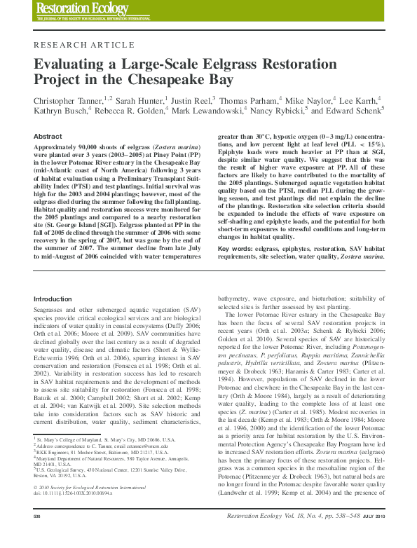 (PDF) Evaluating a Large-Scale Eelgrass Restoration Project in the ...