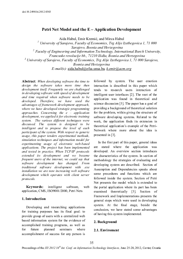 (PDF) Petri Net Model and the E - Application Development