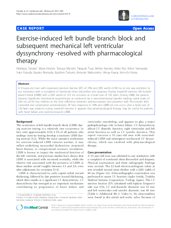 (PDF) Exercise-induced left bundle branch block and subsequent ...