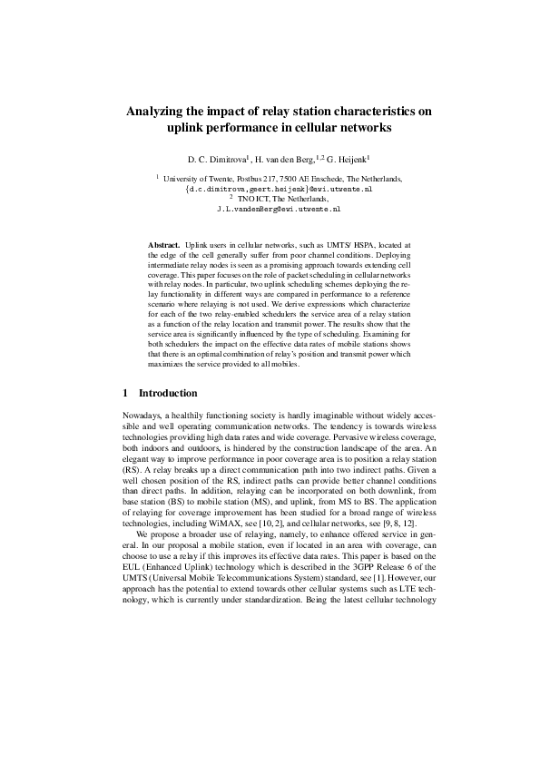(PDF) Analyzing the impact of relay station characteristics on uplink performance in cellular ...