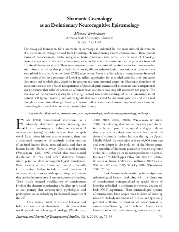 Shamanic Cosmology as an Evolutionary Neurocognitive Epistemology
