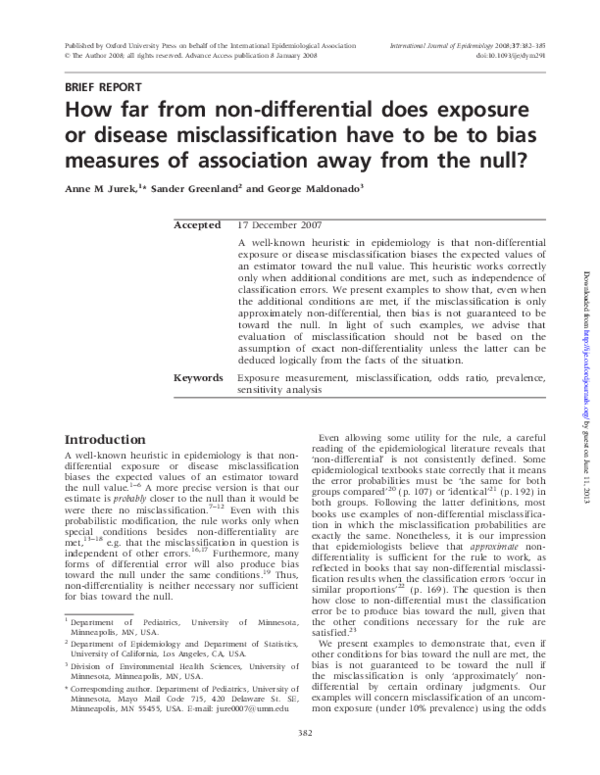 (PDF) Brief Report: How far from non-differential does exposure or ...