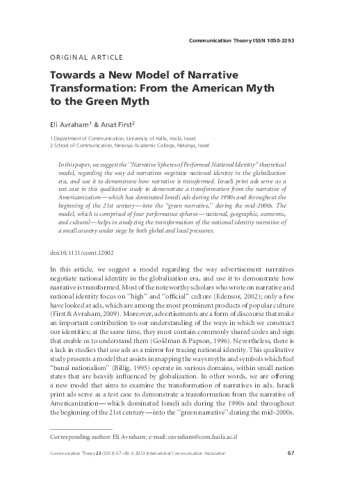 (PDF) Towards a New Model of Narrative Transformation: From the ...