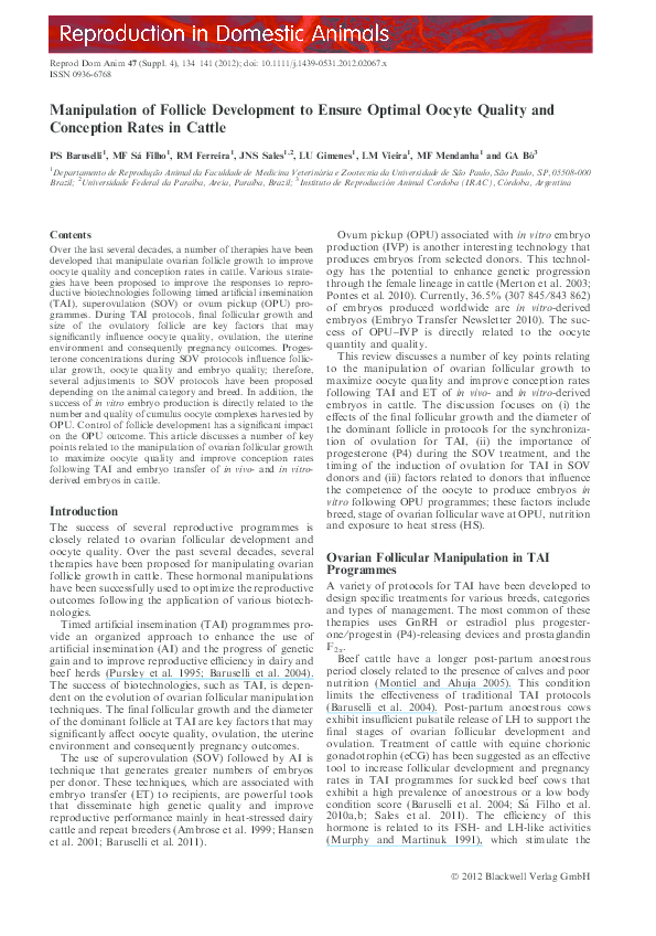 (PDF) Manipulation of Follicle Development to Ensure Optimal Oocyte ...