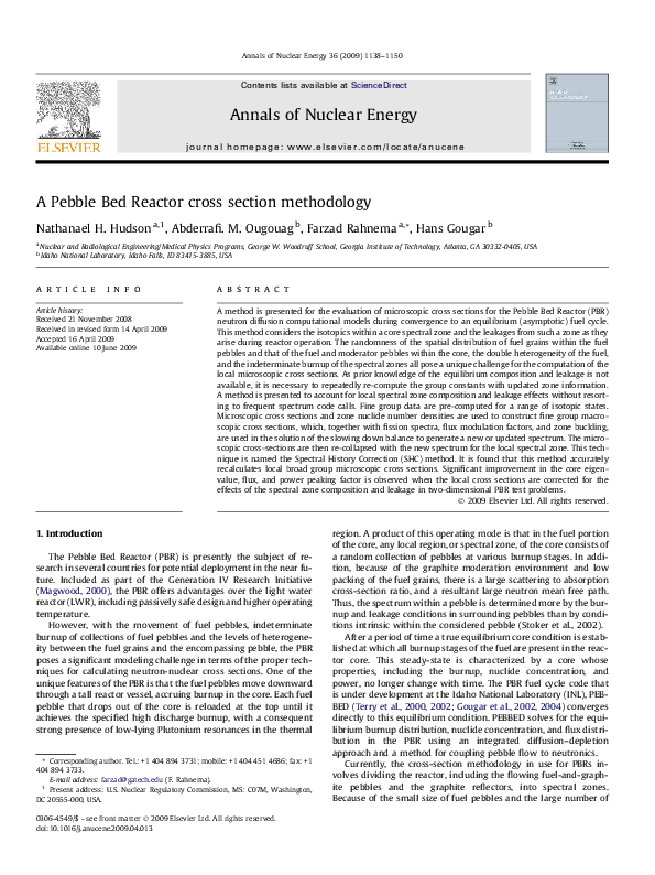 (PDF) A Pebble Bed Reactor cross section methodology