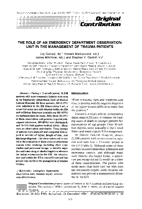 (PDF) The role of an emergency department observation unit in the ...