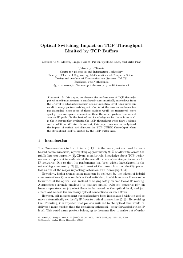 (PDF) Optical Switching Impact on TCP Throughput Limited by TCP Buffers