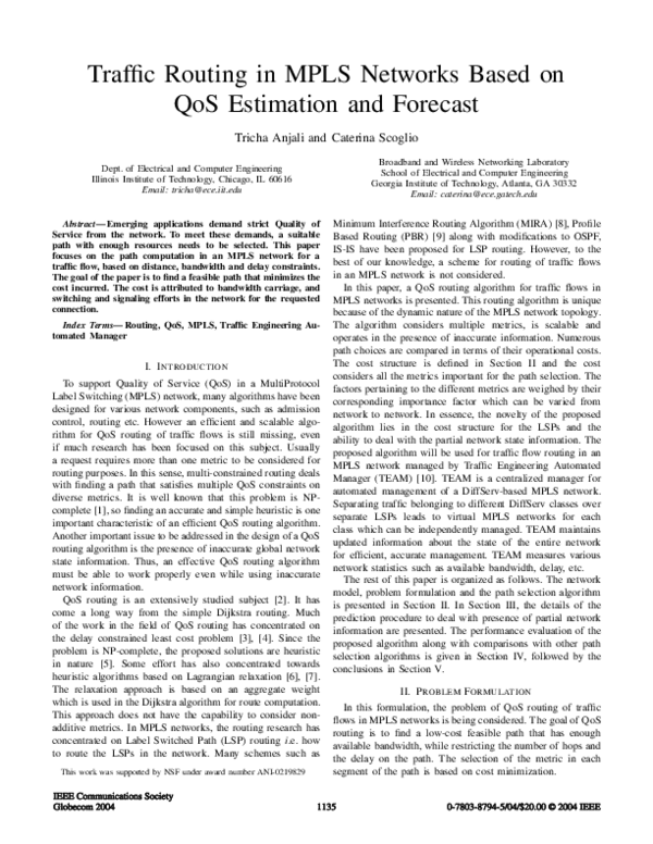 (PDF) QoS-Based Traffic Routing in MPLS Networks