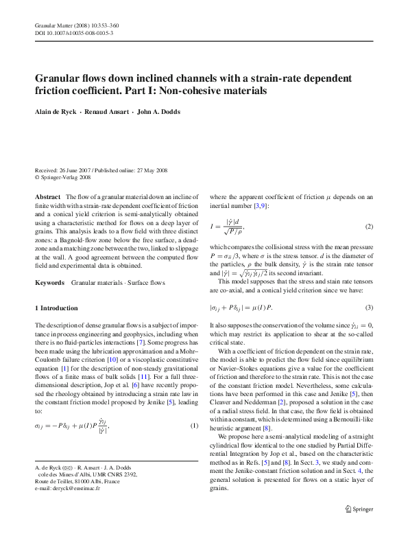 (PDF) Granular flows down inclined channels with a strain-rate ...