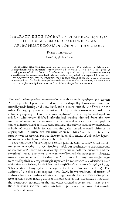(PDF) Narrative Ethnography in Africa, 1850-1920: the creation and capture of an appropriate ...